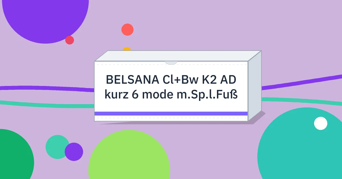 Symbolbild: Packung mit der Aufschrift BELSANA Cl+Bw K2 AD kurz 6 mode m.Sp.l.Fuß (PZN 12242174) – Verfügbarkeit und Bezug in Apotheken in Frankfurt am Main