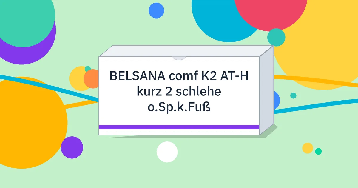 Symbolbild: Packung mit der Aufschrift BELSANA comf K2 AT-H kurz 2 schlehe o.Sp.k.Fuß (PZN 12328817) – Verfügbarkeit und Bezug in Apotheken in Frankfurt am Main