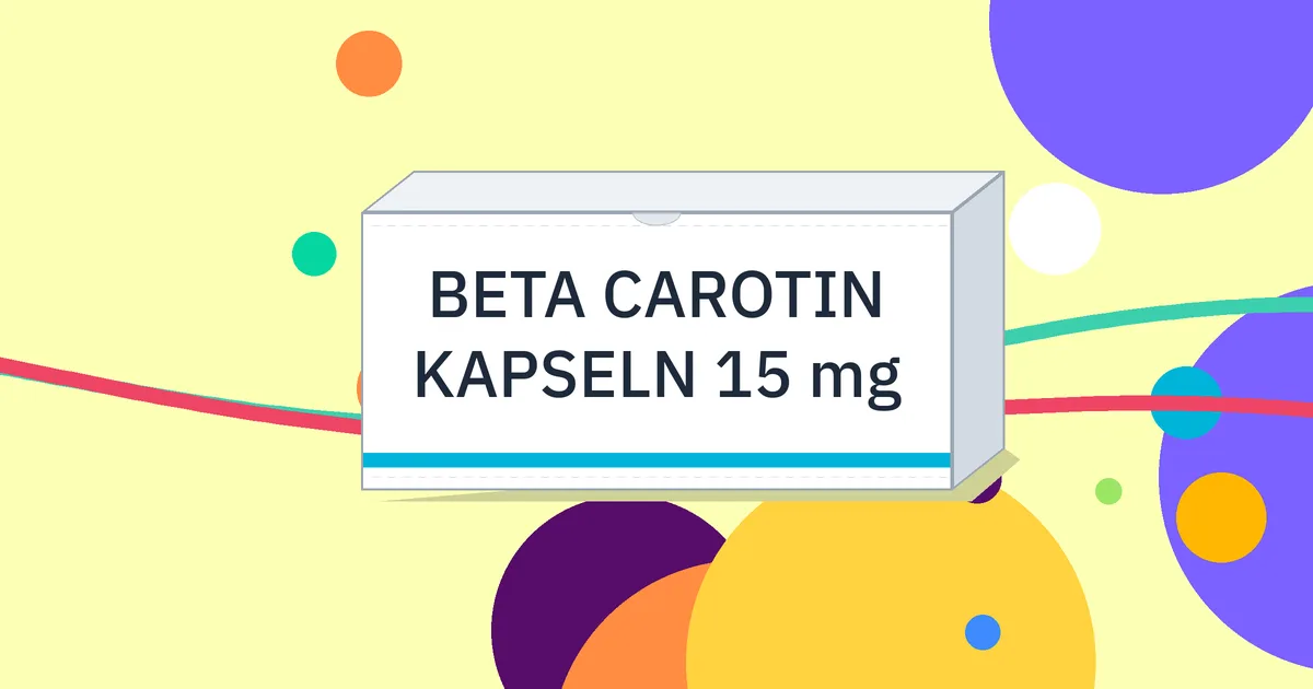 Symbolbild: Packung mit der Aufschrift BETA CAROTIN KAPSELN 15 mg (PZN 04874256) – Verfügbarkeit und Bezug in Apotheken in Frankfurt am Main
