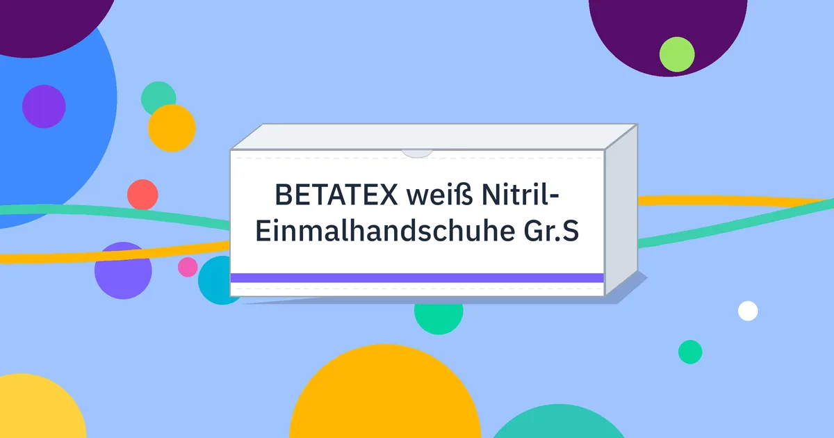Symbolbild: Packung mit der Aufschrift BETATEX weiß Nitril-Einmalhandschuhe Gr.S (PZN 17817024) – Verfügbarkeit und Bezug in Apotheken in Frankfurt am Main