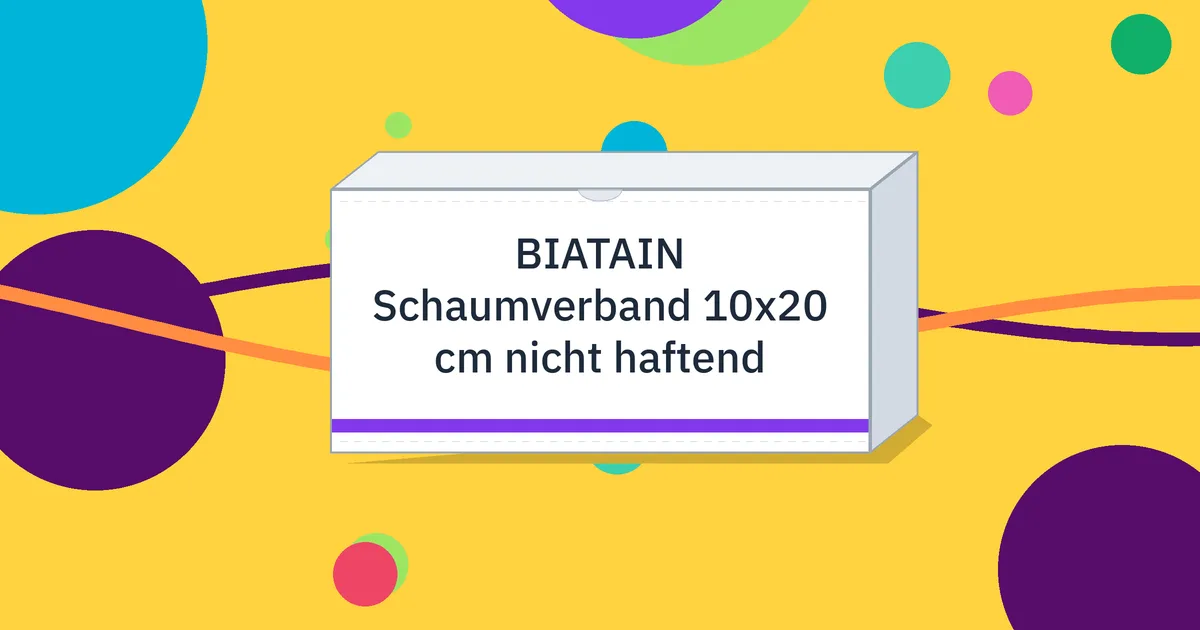 Symbolbild: Packung mit der Aufschrift BIATAIN Schaumverband 10x20 cm nicht haftend (PZN 04568849) – Verfügbarkeit und Bezug in Apotheken in Frankfurt am Main