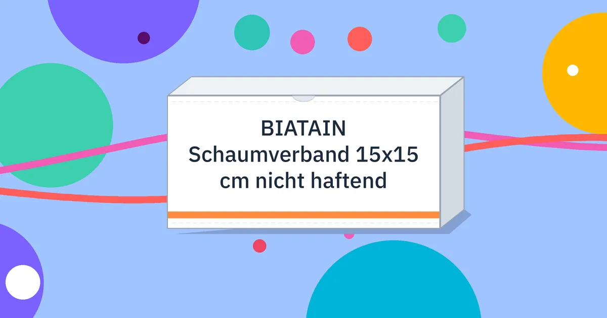 Symbolbild: Packung mit der Aufschrift BIATAIN Schaumverband 15x15 cm nicht haftend (PZN 19698919) – Verfügbarkeit und Bezug in Apotheken in Frankfurt am Main