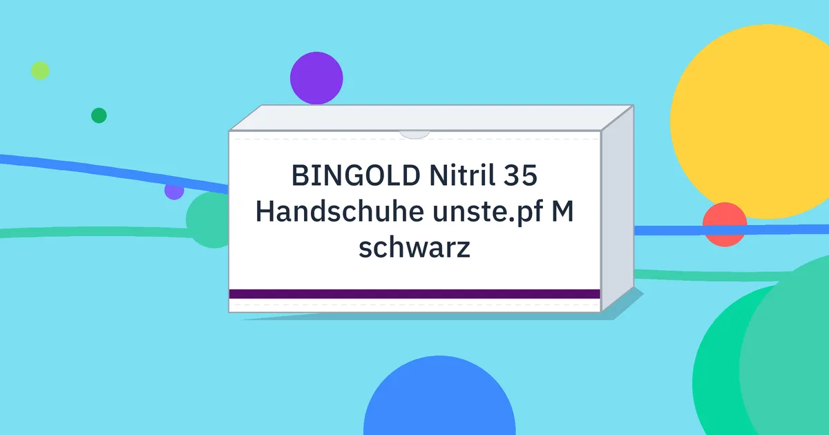 Symbolbild: Packung mit der Aufschrift BINGOLD Nitril 35 Handschuhe unste.pf M schwarz (PZN 19472405) – Verfügbarkeit und Bezug in Apotheken in Frankfurt am Main