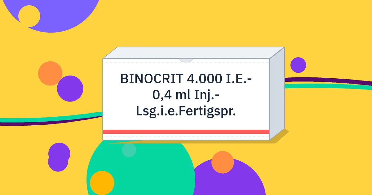 Symbolbild: Packung mit der Aufschrift BINOCRIT 4.000 I.E.-0,4 ml Inj.-Lsg.i.e.Fertigspr. (PZN 16757604) – Verfügbarkeit und Bezug in Apotheken in Frankfurt am Main