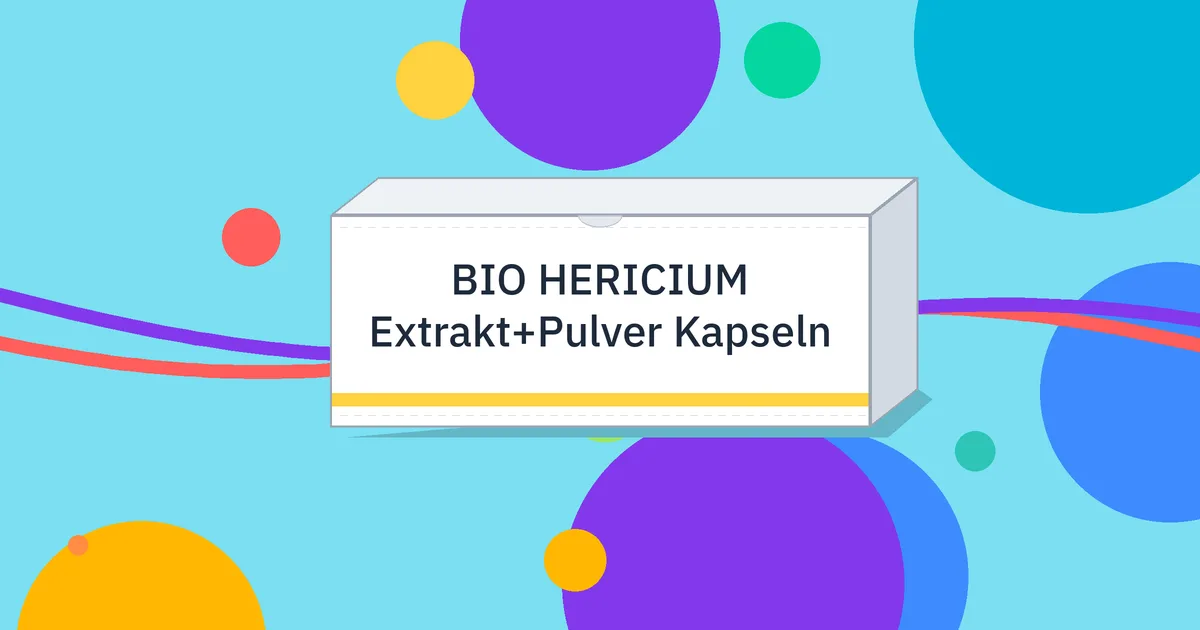 Symbolbild: Packung mit der Aufschrift BIO HERICIUM Extrakt+Pulver Kapseln (PZN 17566444) – Verfügbarkeit und Bezug in Apotheken in Frankfurt am Main