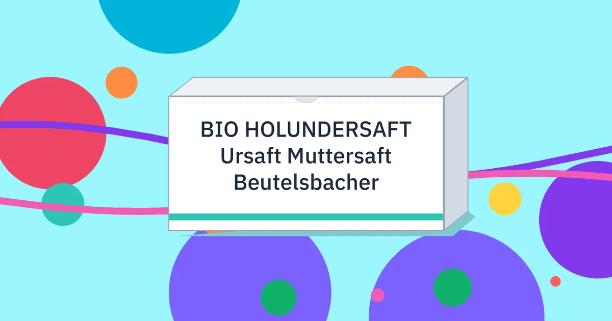 Symbolbild: Packung mit der Aufschrift BIO HOLUNDERSAFT Ursaft Muttersaft Beutelsbacher (PZN 20597454) – Verfügbarkeit und Bezug in Apotheken in Frankfurt am Main