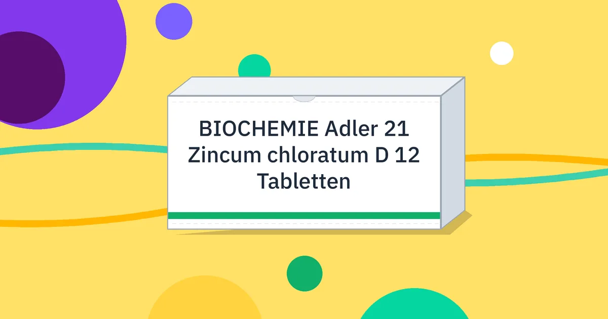 Symbolbild: Packung mit der Aufschrift BIOCHEMIE Adler 21 Zincum chloratum D 12 Tabletten (PZN 00833504) – Verfügbarkeit und Bezug in Apotheken in Frankfurt am Main