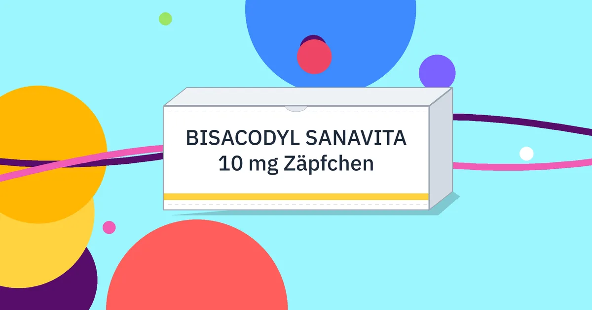 Symbolbild: Packung mit der Aufschrift BISACODYL SANAVITA 10 mg Zäpfchen (PZN 17975177) – Verfügbarkeit und Bezug in Apotheken in Frankfurt am Main
