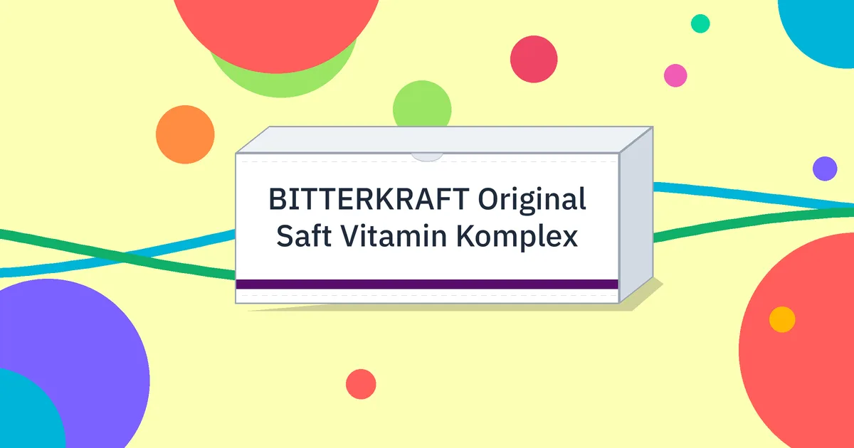 Symbolbild: Packung mit der Aufschrift BITTERKRAFT Original Saft Vitamin Komplex (PZN 19269414) – Verfügbarkeit und Bezug in Apotheken in Frankfurt am Main