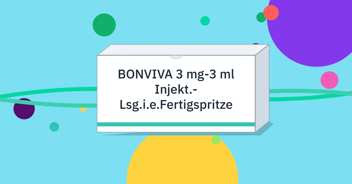 Symbolbild: Packung mit der Aufschrift BONVIVA 3 mg-3 ml Injekt.-Lsg.i.e.Fertigspritze (PZN 10989822) – Verfügbarkeit und Bezug in Apotheken in Frankfurt am Main