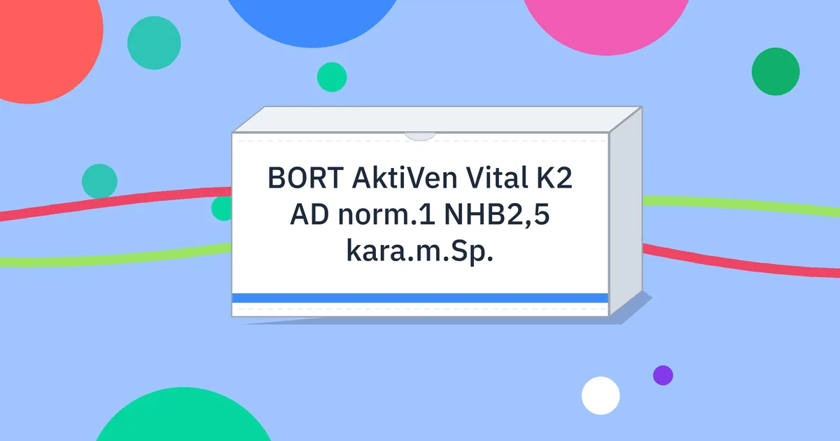 Symbolbild: Packung mit der Aufschrift BORT AktiVen Vital K2 AD norm.1 NHB2,5 kara.m.Sp. (PZN 17497708) – Verfügbarkeit und Bezug in Apotheken in Frankfurt am Main