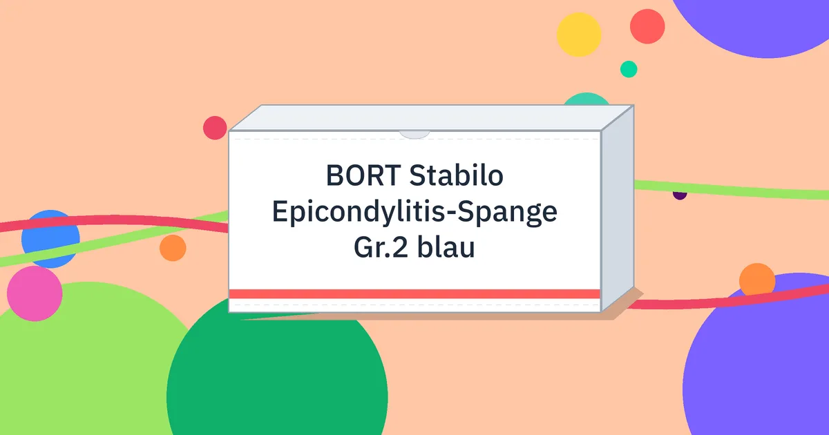 Symbolbild: Packung mit der Aufschrift BORT Stabilo Epicondylitis-Spange Gr.2 blau (PZN 20290419) – Verfügbarkeit und Bezug in Apotheken in Frankfurt am Main