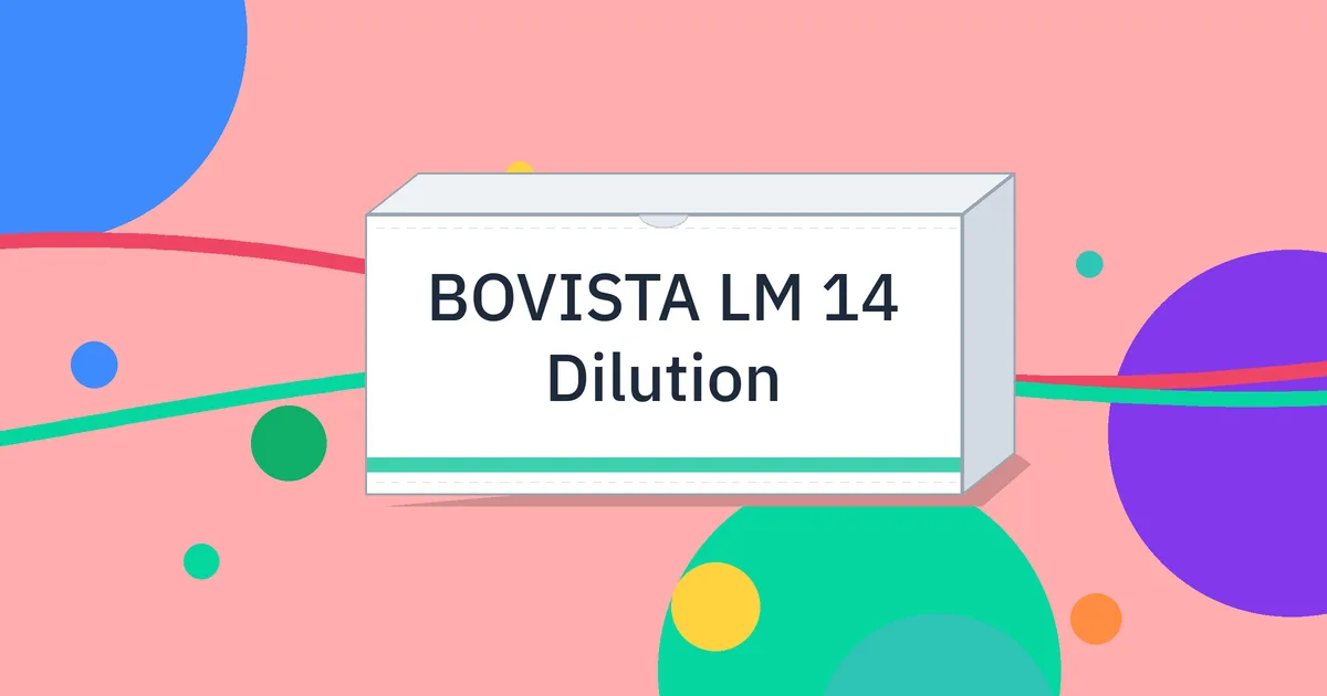 Symbolbild: Packung mit der Aufschrift BOVISTA LM 14 Dilution (PZN 13393998) – Verfügbarkeit und Bezug in Apotheken in Frankfurt am Main