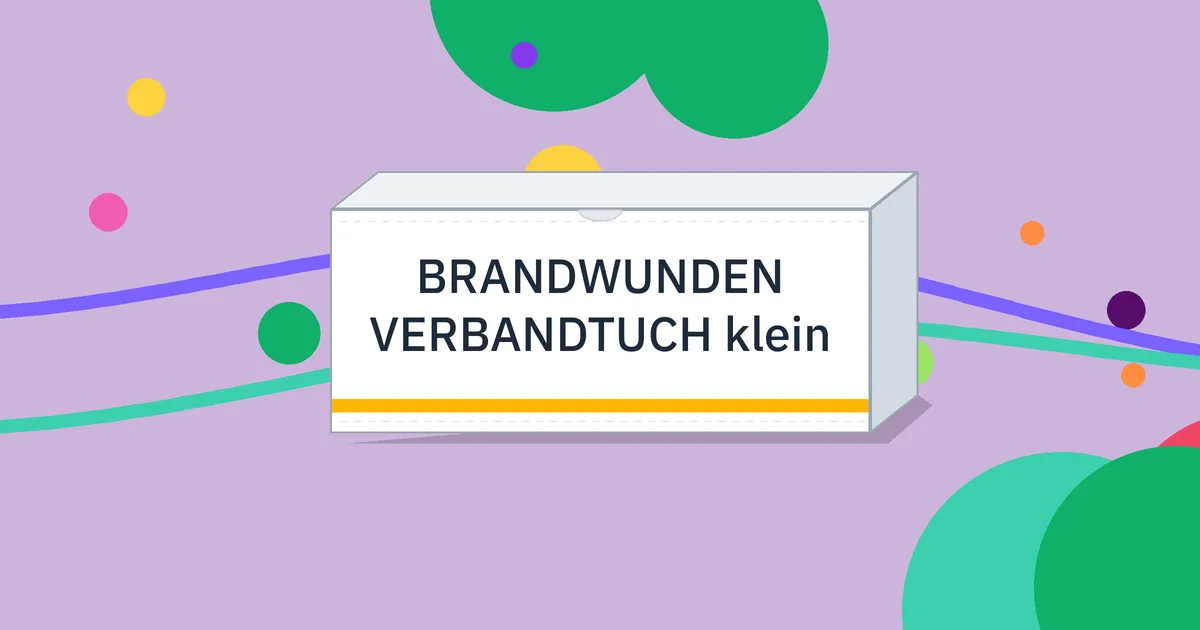 Symbolbild: Packung mit der Aufschrift BRANDWUNDEN VERBANDTUCH klein (PZN 01723410) – Verfügbarkeit und Bezug in Apotheken in Frankfurt am Main