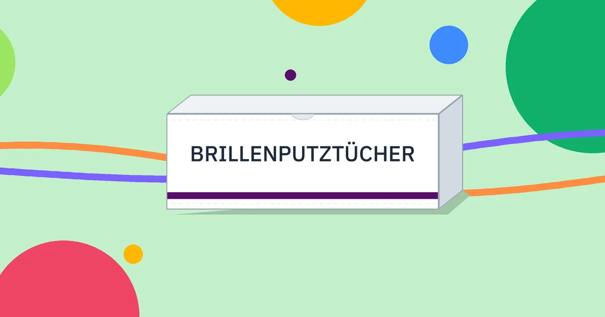 Symbolbild: Packung mit der Aufschrift BRILLENPUTZTÜCHER (PZN 07698819) – Verfügbarkeit und Bezug in Apotheken in Frankfurt am Main