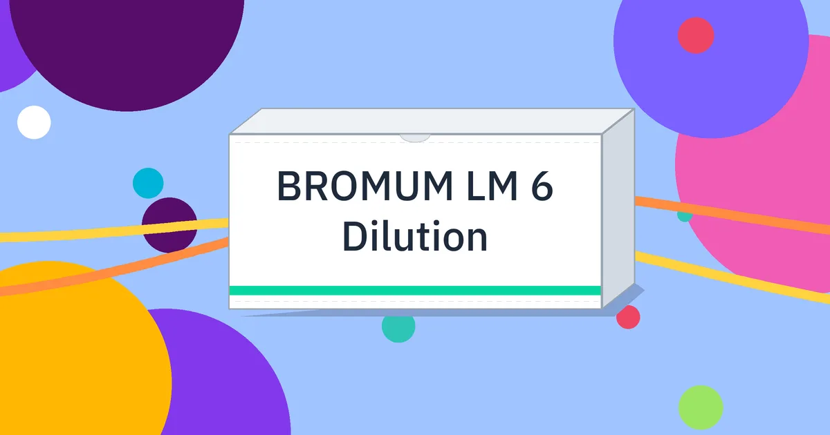 Symbolbild: Packung mit der Aufschrift BROMUM LM 6 Dilution (PZN 02600951) – Verfügbarkeit und Bezug in Apotheken in Frankfurt am Main