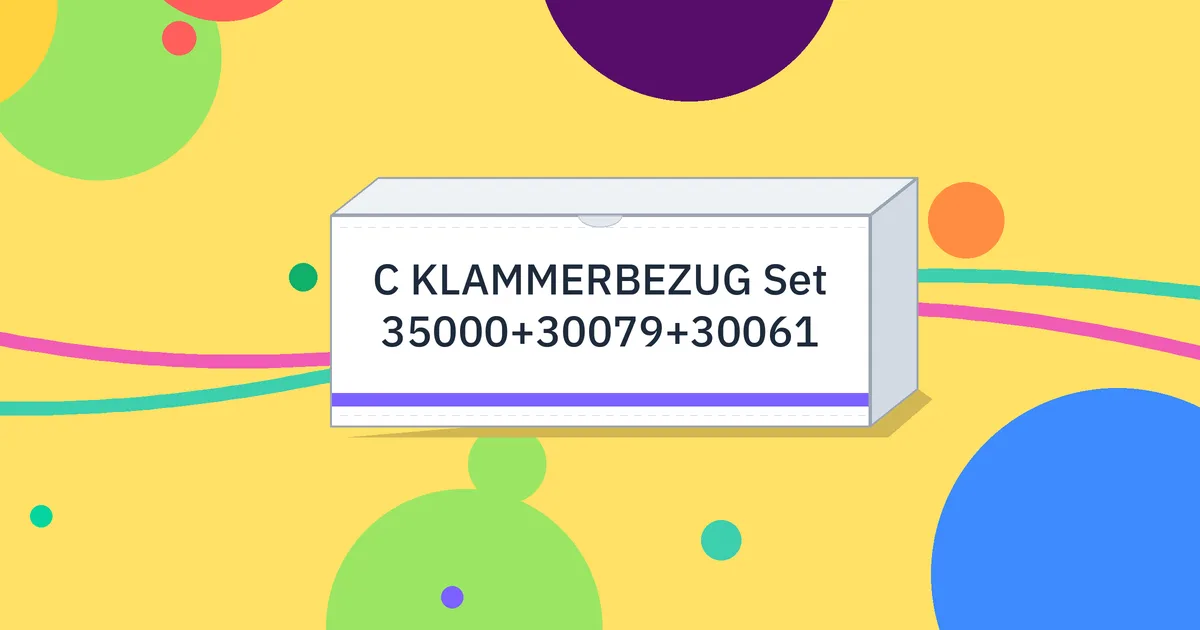 Symbolbild: Packung mit der Aufschrift C KLAMMERBEZUG Set 35000+30079+30061 (PZN 07599922) – Verfügbarkeit und Bezug in Apotheken in Frankfurt am Main