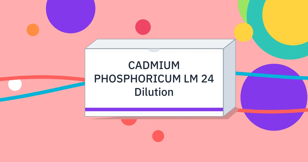 Symbolbild: Packung mit der Aufschrift CADMIUM PHOSPHORICUM LM 24 Dilution (PZN 13402349) – Verfügbarkeit und Bezug in Apotheken in Frankfurt am Main