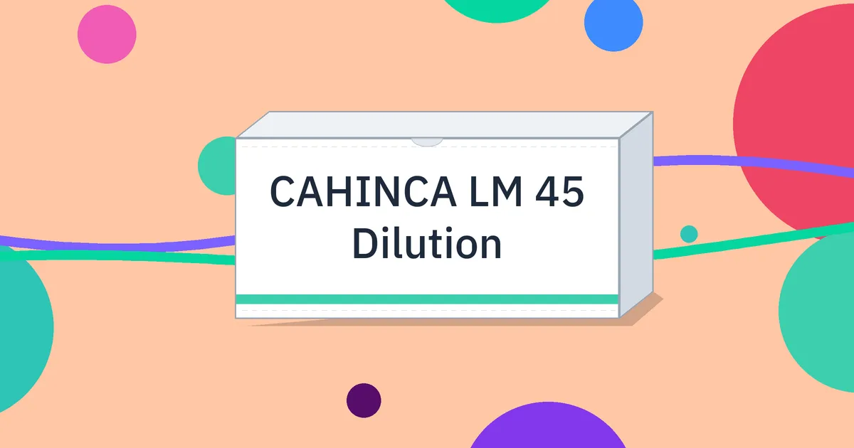 Symbolbild: Packung mit der Aufschrift CAHINCA LM 45 Dilution (PZN 13403432) – Verfügbarkeit und Bezug in Apotheken in Frankfurt am Main