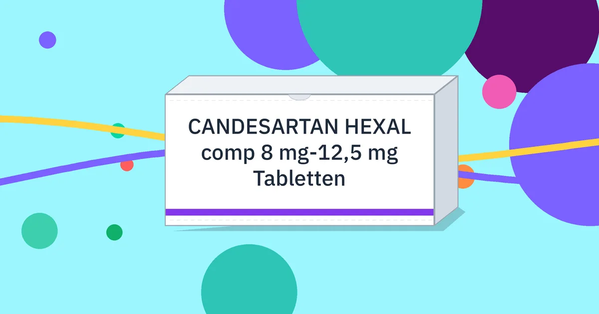 Symbolbild: Packung mit der Aufschrift CANDESARTAN HEXAL comp 8 mg-12,5 mg Tabletten (PZN 09390698) – Verfügbarkeit und Bezug in Apotheken in Frankfurt am Main