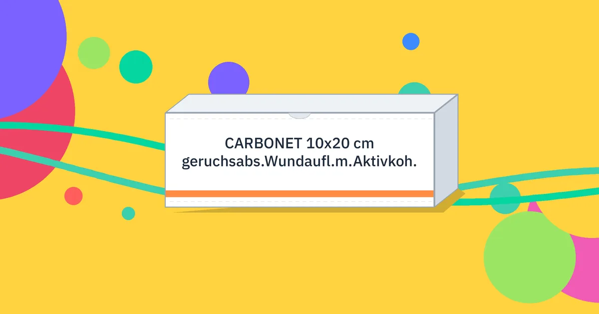 Symbolbild: Packung mit der Aufschrift CARBONET 10x20 cm geruchsabs.Wundaufl.m.Aktivkoh. (PZN 17831389) – Verfügbarkeit und Bezug in Apotheken in Frankfurt am Main
