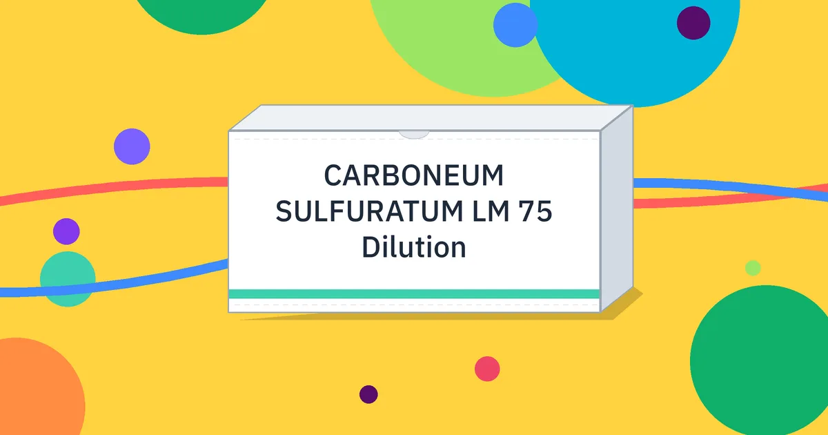 Symbolbild: Packung mit der Aufschrift CARBONEUM SULFURATUM LM 75 Dilution (PZN 12810135) – Verfügbarkeit und Bezug in Apotheken in Frankfurt am Main