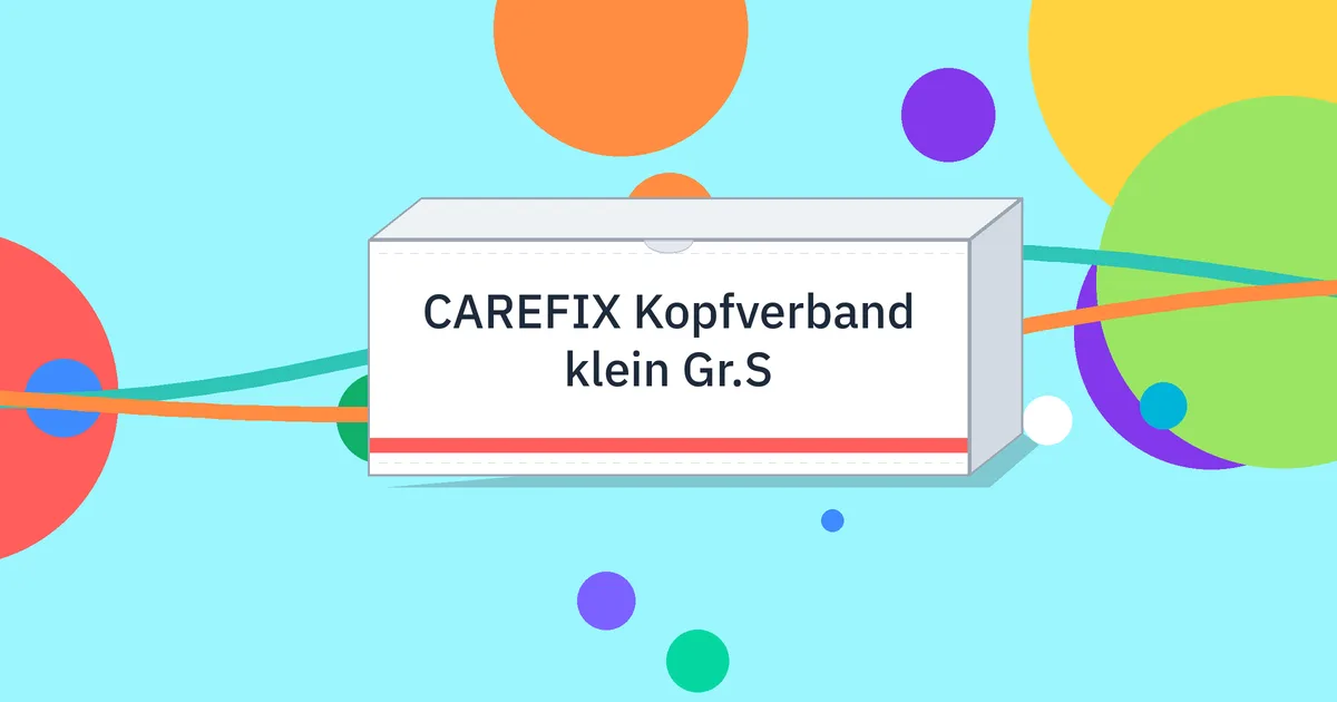 Symbolbild: Packung mit der Aufschrift CAREFIX Kopfverband klein Gr.S (PZN 19344601) – Verfügbarkeit und Bezug in Apotheken in Frankfurt am Main