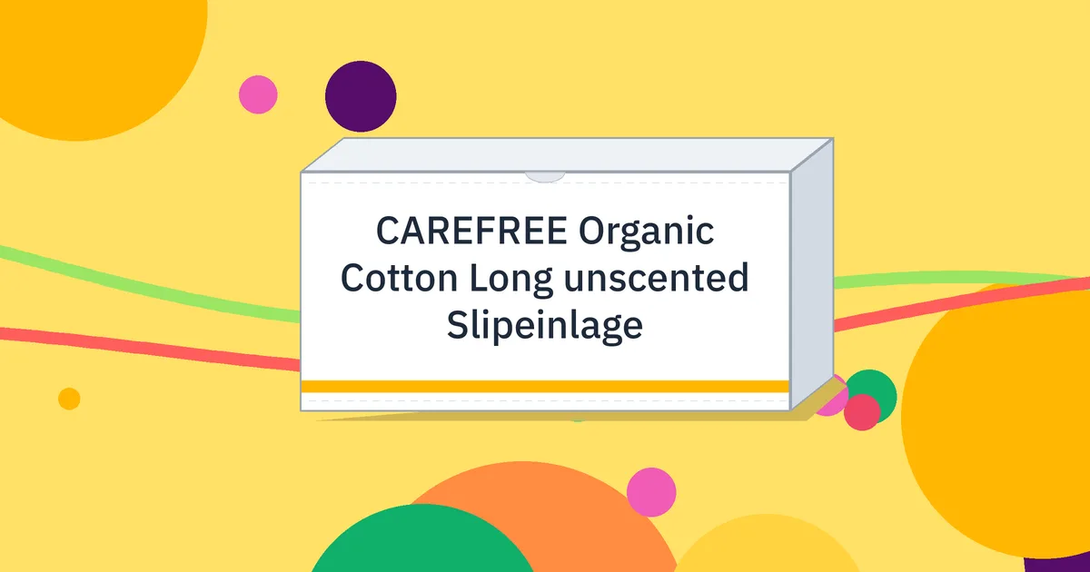 Symbolbild: Packung mit der Aufschrift CAREFREE Organic Cotton Long unscented Slipeinlage (PZN 18456048) – Verfügbarkeit und Bezug in Apotheken in Frankfurt am Main