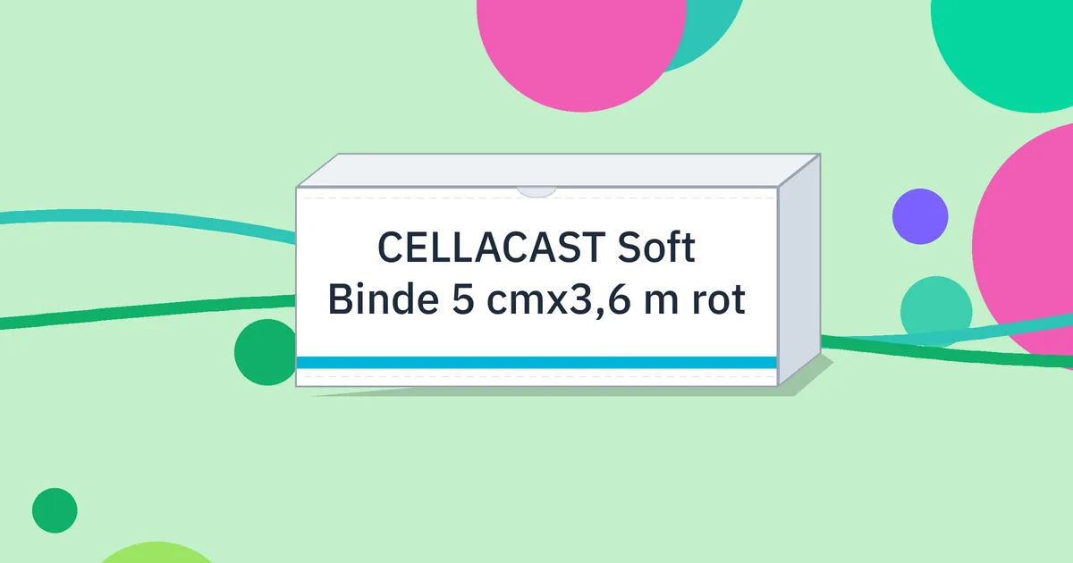 Symbolbild: Packung mit der Aufschrift CELLACAST Soft Binde 5 cmx3,6 m rot (PZN 14252260) – Verfügbarkeit und Bezug in Apotheken in Frankfurt am Main