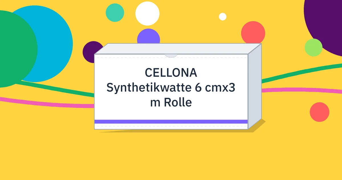 Symbolbild: Packung mit der Aufschrift CELLONA Synthetikwatte 6 cmx3 m Rolle (PZN 19068271) – Verfügbarkeit und Bezug in Apotheken in Frankfurt am Main