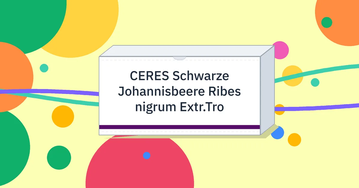 Symbolbild: Packung mit der Aufschrift CERES Schwarze Johannisbeere Ribes nigrum Extr.Tro (PZN 19209263) – Verfügbarkeit und Bezug in Apotheken in Frankfurt am Main