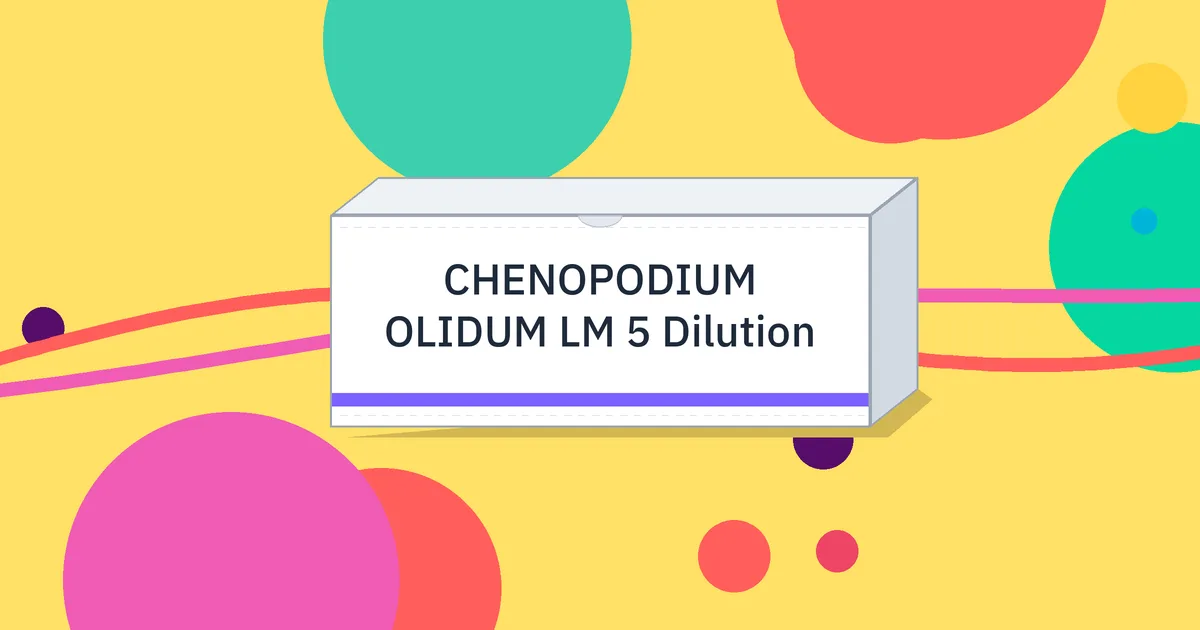 Symbolbild: Packung mit der Aufschrift CHENOPODIUM OLIDUM LM 5 Dilution (PZN 13441183) – Verfügbarkeit und Bezug in Apotheken in Frankfurt am Main