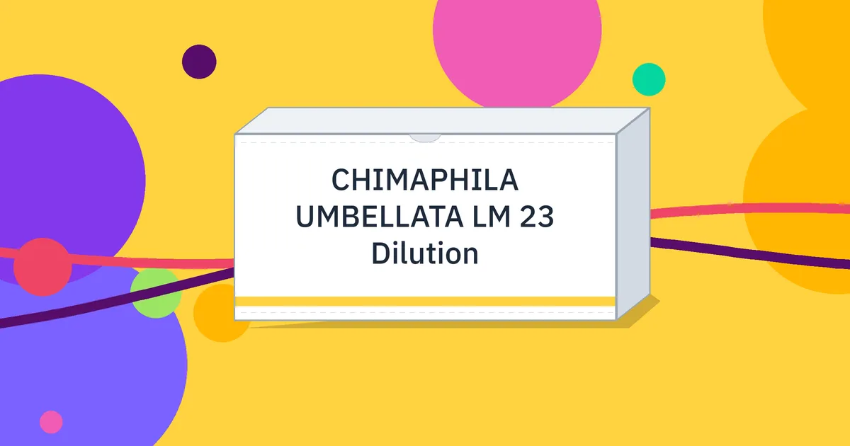 Symbolbild: Packung mit der Aufschrift CHIMAPHILA UMBELLATA LM 23 Dilution (PZN 12813493) – Verfügbarkeit und Bezug in Apotheken in Frankfurt am Main