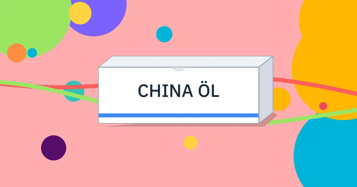 Symbolbild: Packung mit der Aufschrift CHINA ÖL (PZN 07392374) – Verfügbarkeit und Bezug in Apotheken in Frankfurt am Main