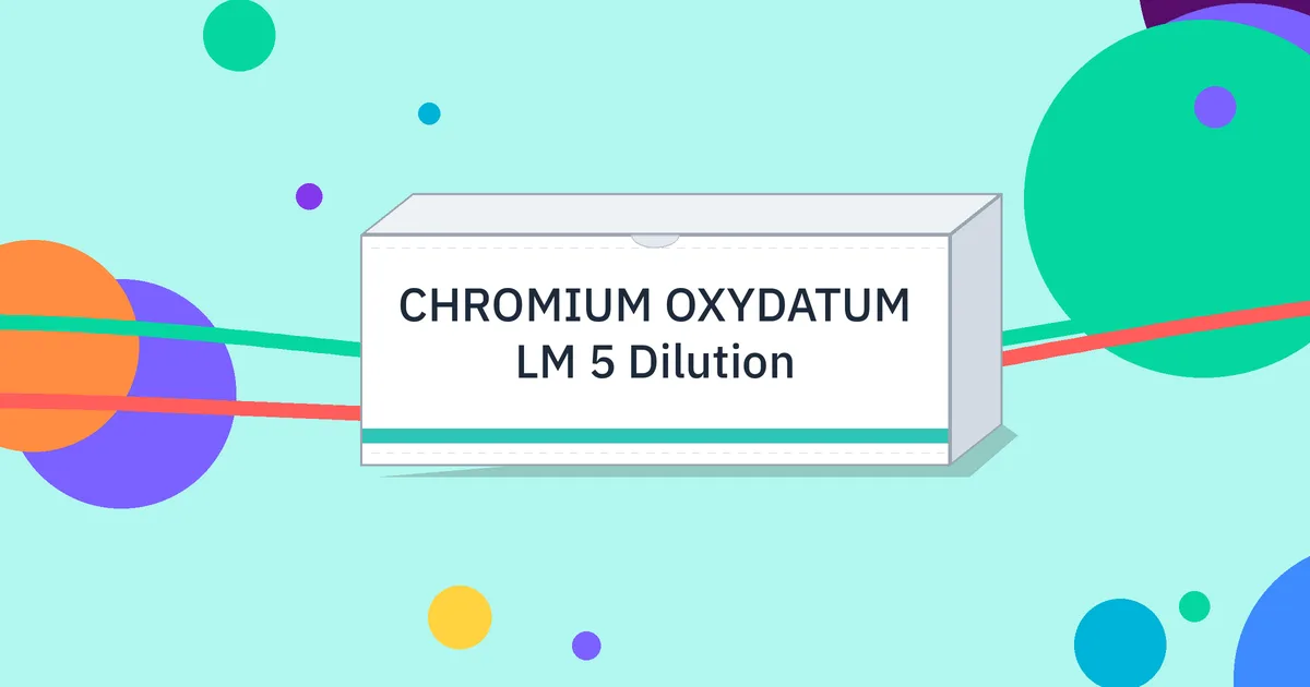 Symbolbild: Packung mit der Aufschrift CHROMIUM OXYDATUM LM 5 Dilution (PZN 13445407) – Verfügbarkeit und Bezug in Apotheken in Frankfurt am Main