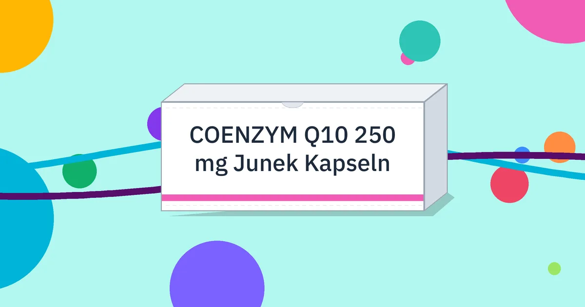Symbolbild: Packung mit der Aufschrift COENZYM Q10 250 mg Junek Kapseln (PZN 09720285) – Verfügbarkeit und Bezug in Apotheken in Frankfurt am Main
