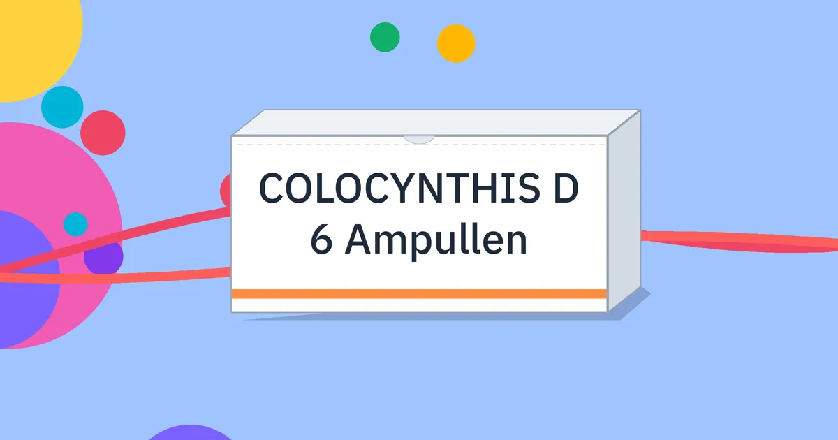 Symbolbild: Packung mit der Aufschrift COLOCYNTHIS D 6 Ampullen (PZN 11705330) – Verfügbarkeit und Bezug in Apotheken in Frankfurt am Main