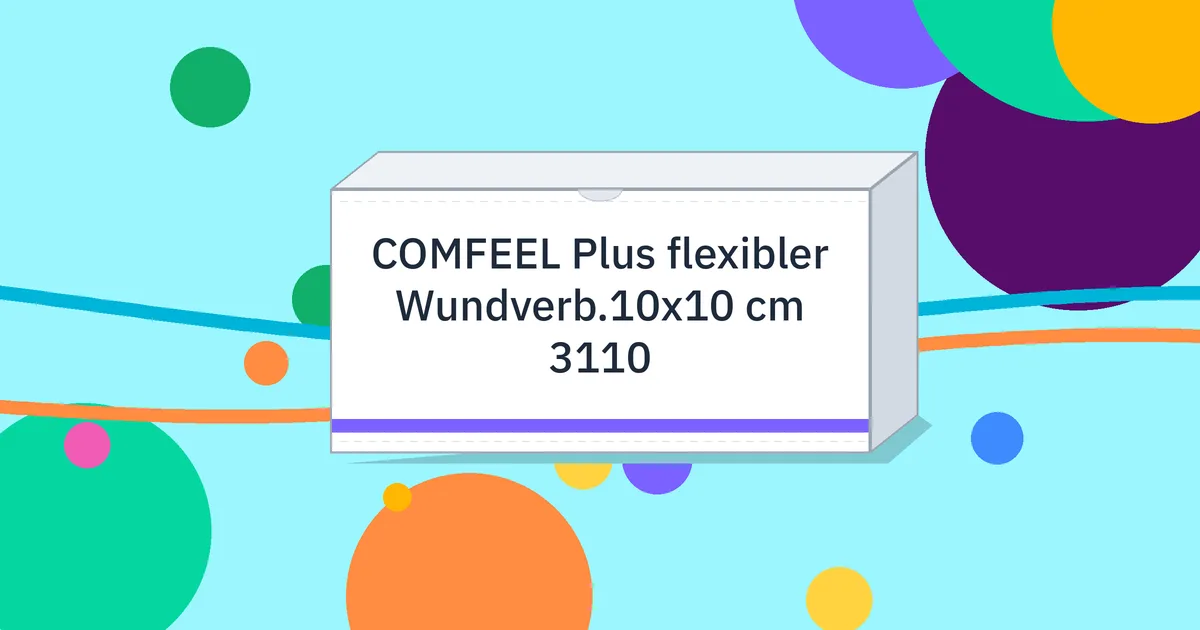 Symbolbild: Packung mit der Aufschrift COMFEEL Plus flexibler Wundverb.10x10 cm 3110 (PZN 08482091) – Verfügbarkeit und Bezug in Apotheken in Frankfurt am Main