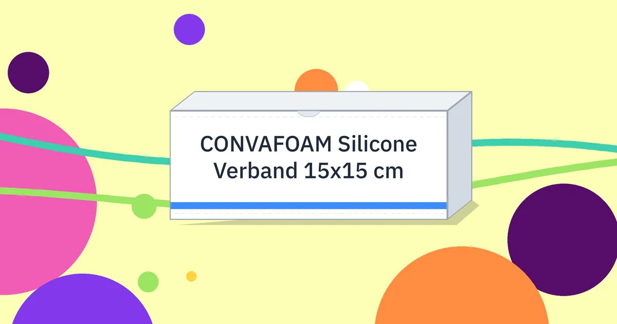Symbolbild: Packung mit der Aufschrift CONVAFOAM Silicone Verband 15x15 cm (PZN 19890930) – Verfügbarkeit und Bezug in Apotheken in Frankfurt am Main
