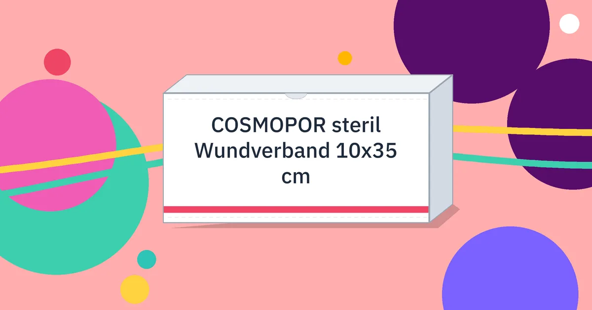 Symbolbild: Packung mit der Aufschrift COSMOPOR steril Wundverband 10x35 cm (PZN 04302092) – Verfügbarkeit und Bezug in Apotheken in Frankfurt am Main