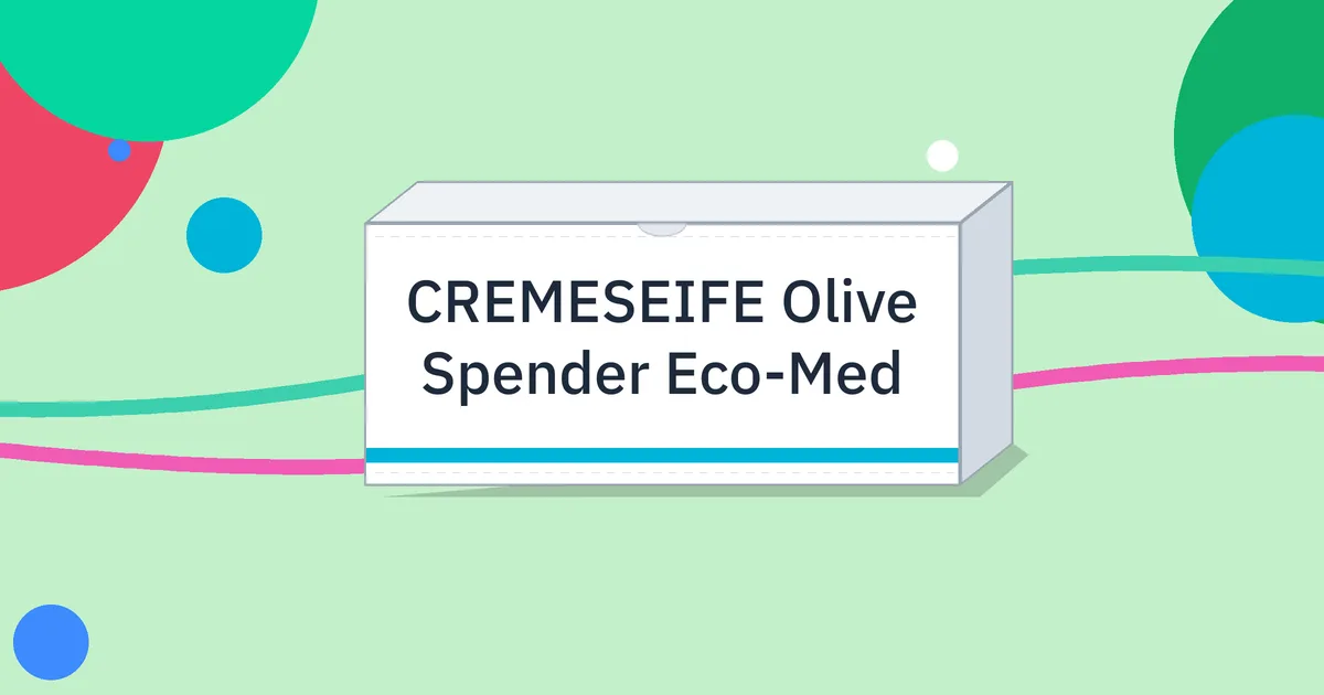 Symbolbild: Packung mit der Aufschrift CREMESEIFE Olive Spender Eco-Med (PZN 20327246) – Verfügbarkeit und Bezug in Apotheken in Frankfurt am Main