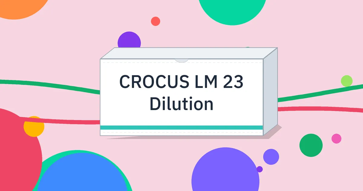 Symbolbild: Packung mit der Aufschrift CROCUS LM 23 Dilution (PZN 12835709) – Verfügbarkeit und Bezug in Apotheken in Frankfurt am Main