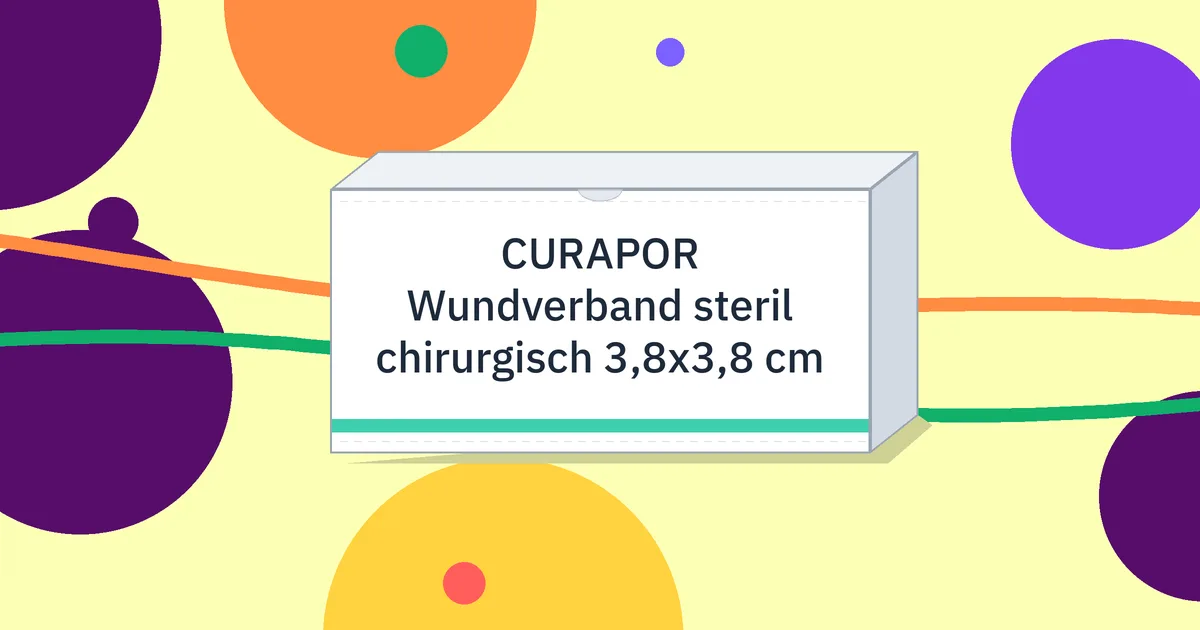 Symbolbild: Packung mit der Aufschrift CURAPOR Wundverband steril chirurgisch 3,8x3,8 cm (PZN 20694861) – Verfügbarkeit und Bezug in Apotheken in Frankfurt am Main