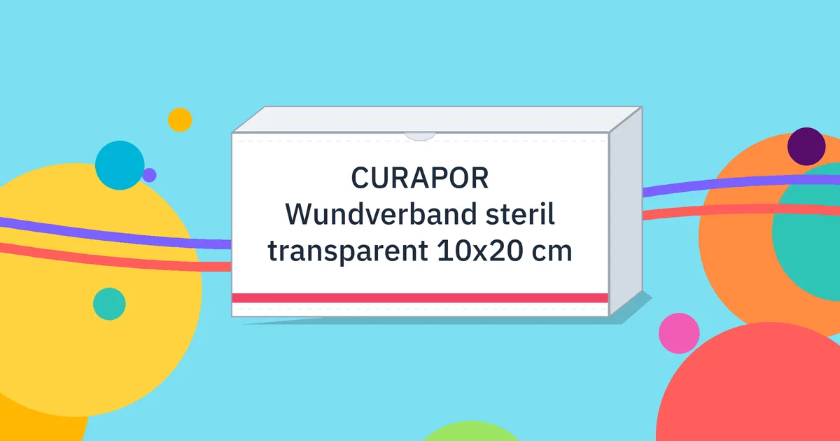 Symbolbild: Packung mit der Aufschrift CURAPOR Wundverband steril transparent 10x20 cm (PZN 02914170) – Verfügbarkeit und Bezug in Apotheken in Frankfurt am Main