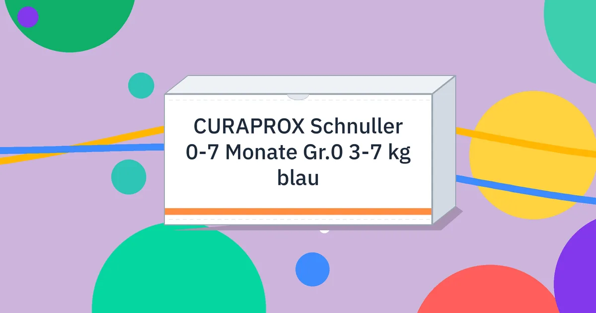 Symbolbild: Packung mit der Aufschrift CURAPROX Schnuller 0-7 Monate Gr.0 3-7 kg blau (PZN 16587585) – Verfügbarkeit und Bezug in Apotheken in Frankfurt am Main