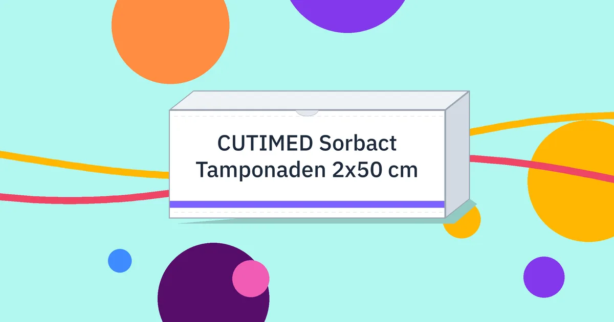 Symbolbild: Packung mit der Aufschrift CUTIMED Sorbact Tamponaden 2x50 cm (PZN 16226031) – Verfügbarkeit und Bezug in Apotheken in Frankfurt am Main