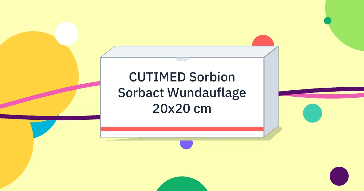 Symbolbild: Packung mit der Aufschrift CUTIMED Sorbion Sorbact Wundauflage 20x20 cm (PZN 17282511) – Verfügbarkeit und Bezug in Apotheken in Frankfurt am Main