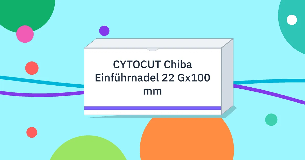 Symbolbild: Packung mit der Aufschrift CYTOCUT Chiba Einführnadel 22 Gx100 mm (PZN 16919538) – Verfügbarkeit und Bezug in Apotheken in Frankfurt am Main