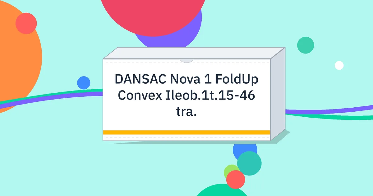 Symbolbild: Packung mit der Aufschrift DANSAC Nova 1 FoldUp Convex Ileob.1t.15-46 tra. (PZN 03755236) – Verfügbarkeit und Bezug in Apotheken in Frankfurt am Main