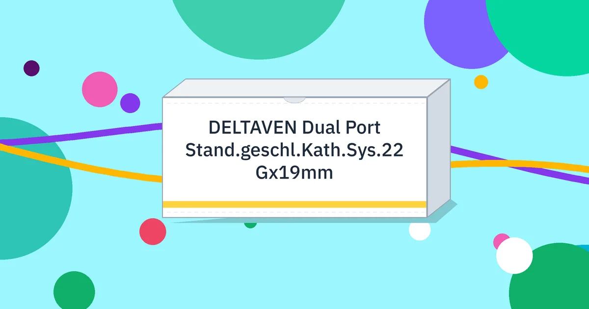 Symbolbild: Packung mit der Aufschrift DELTAVEN Dual Port Stand.geschl.Kath.Sys.22 Gx19mm (PZN 18873510) – Verfügbarkeit und Bezug in Apotheken in Frankfurt am Main